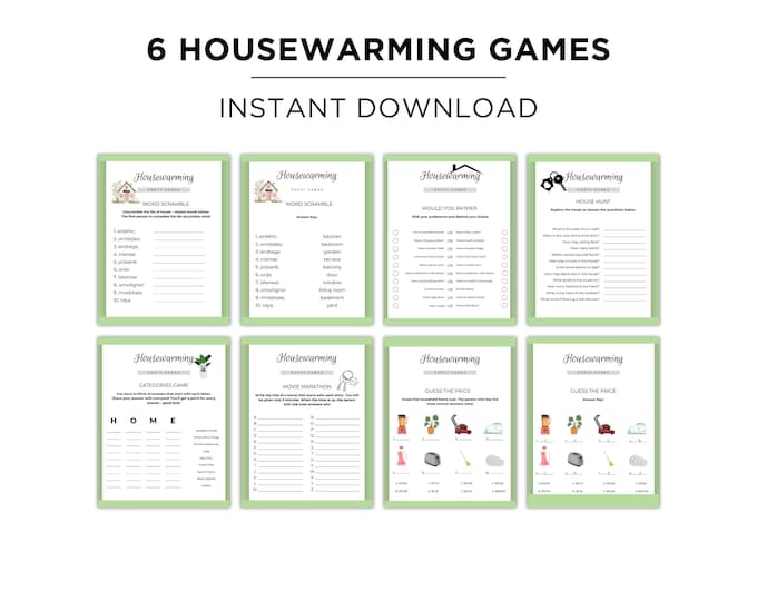 Printable Housewarming Party Games Bundle, New Home Party, Game Night ...
