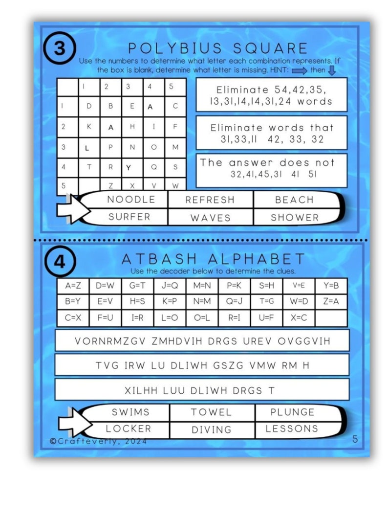 Waterpark Escape Room for Kids: DIY Printable Puzzle Game (PDF) - Etsy