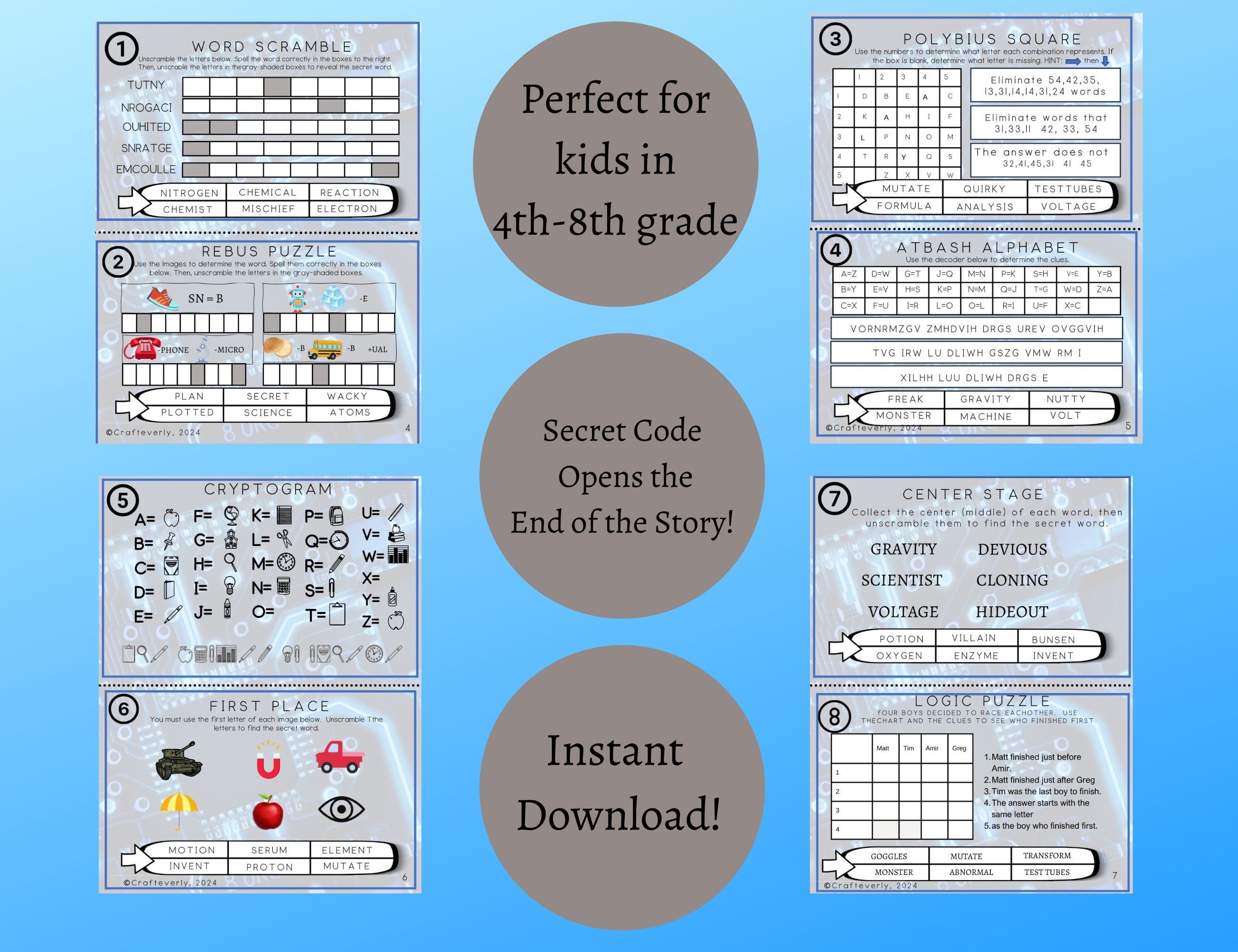 Printable Escape Room for Kids, DIY Party Puzzle Game, Mad Scientist ...