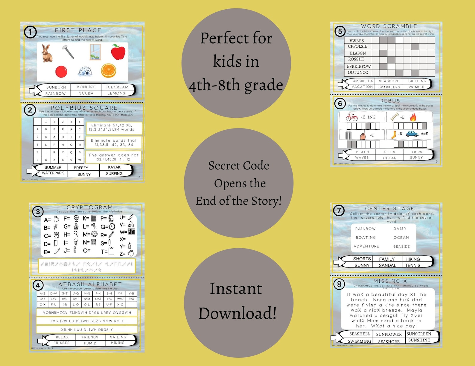 Summer Fun Escape Room Kit: DIY Printable Puzzle Game (digital Product ...