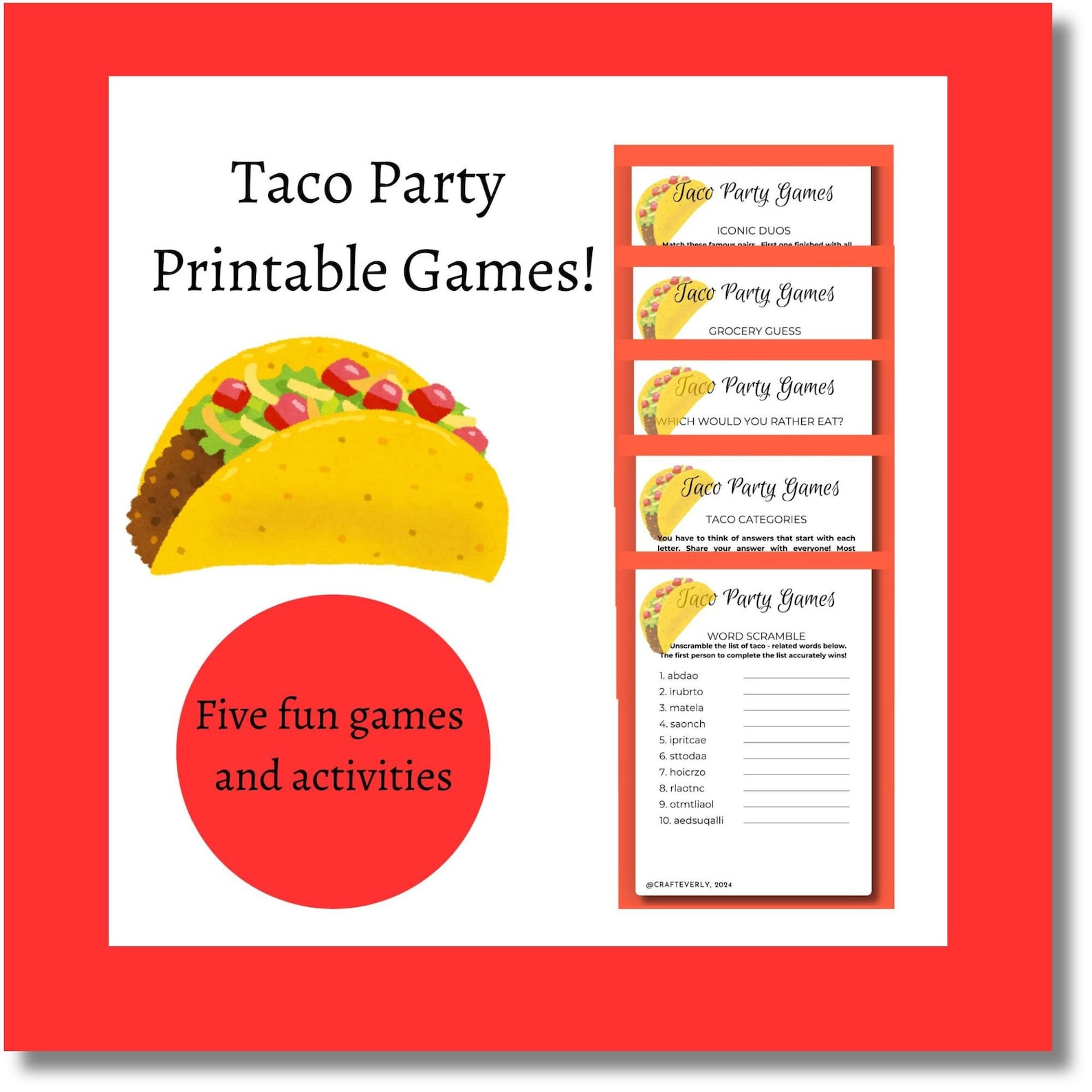 Taco Tuesday Party Games, Fiesta Games and Activities Bundle - Etsy