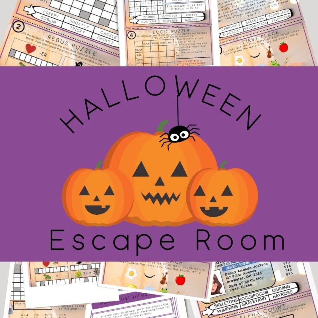 Escape Room for Kids, Printable DIY Party Game, Halloween Themed Escape ...
