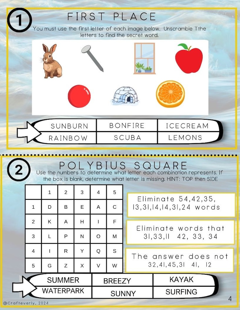 Summer Fun Escape Room Kit: DIY Printable Puzzle Game (digital Product ...