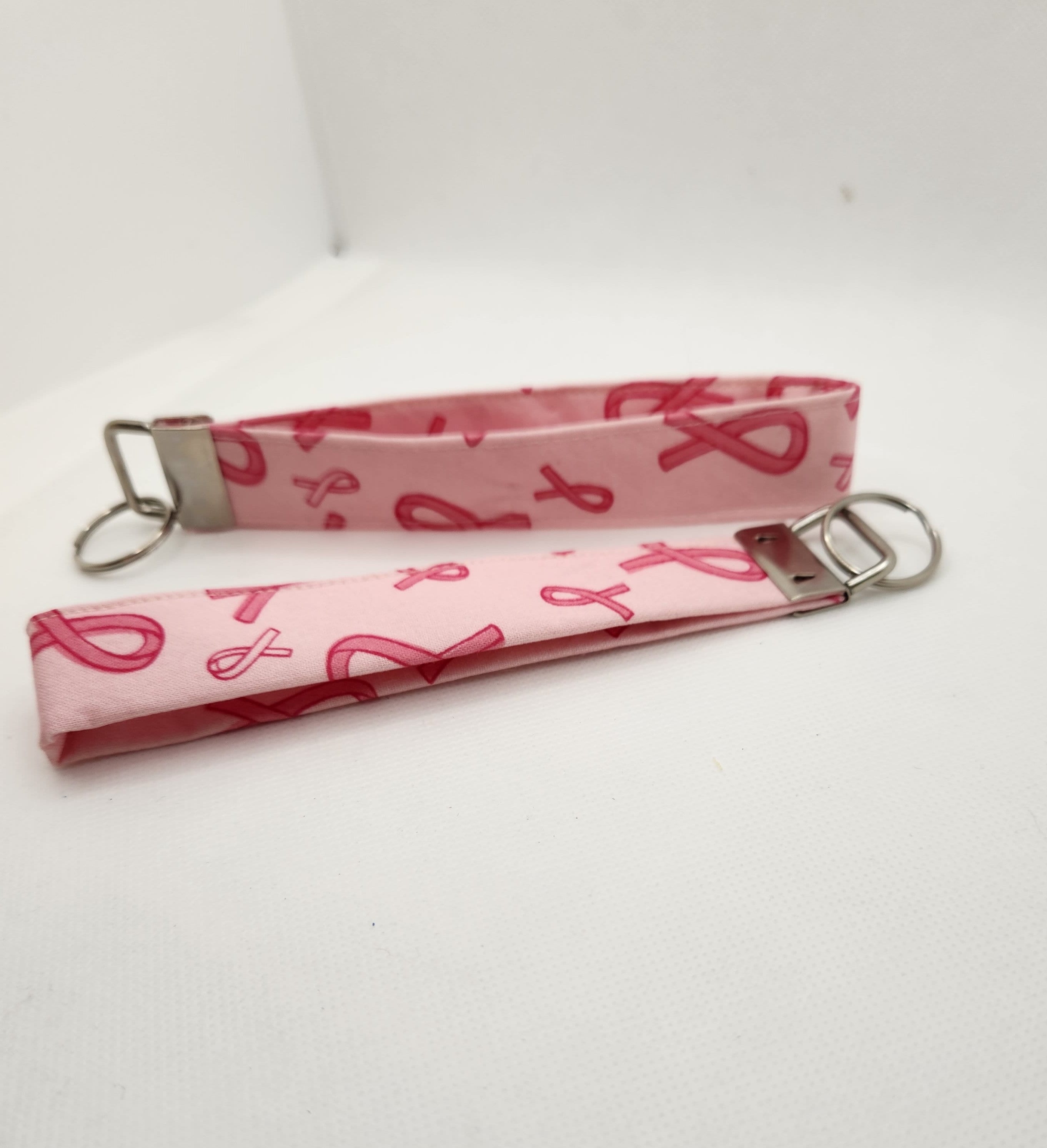 Pink Ribbon Fabric Keychain, Breast Cancer Key Fob Wristlet, Gift Idea ...