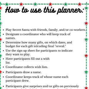 The Complete Secret Santa Organizer Printable Instant - Etsy