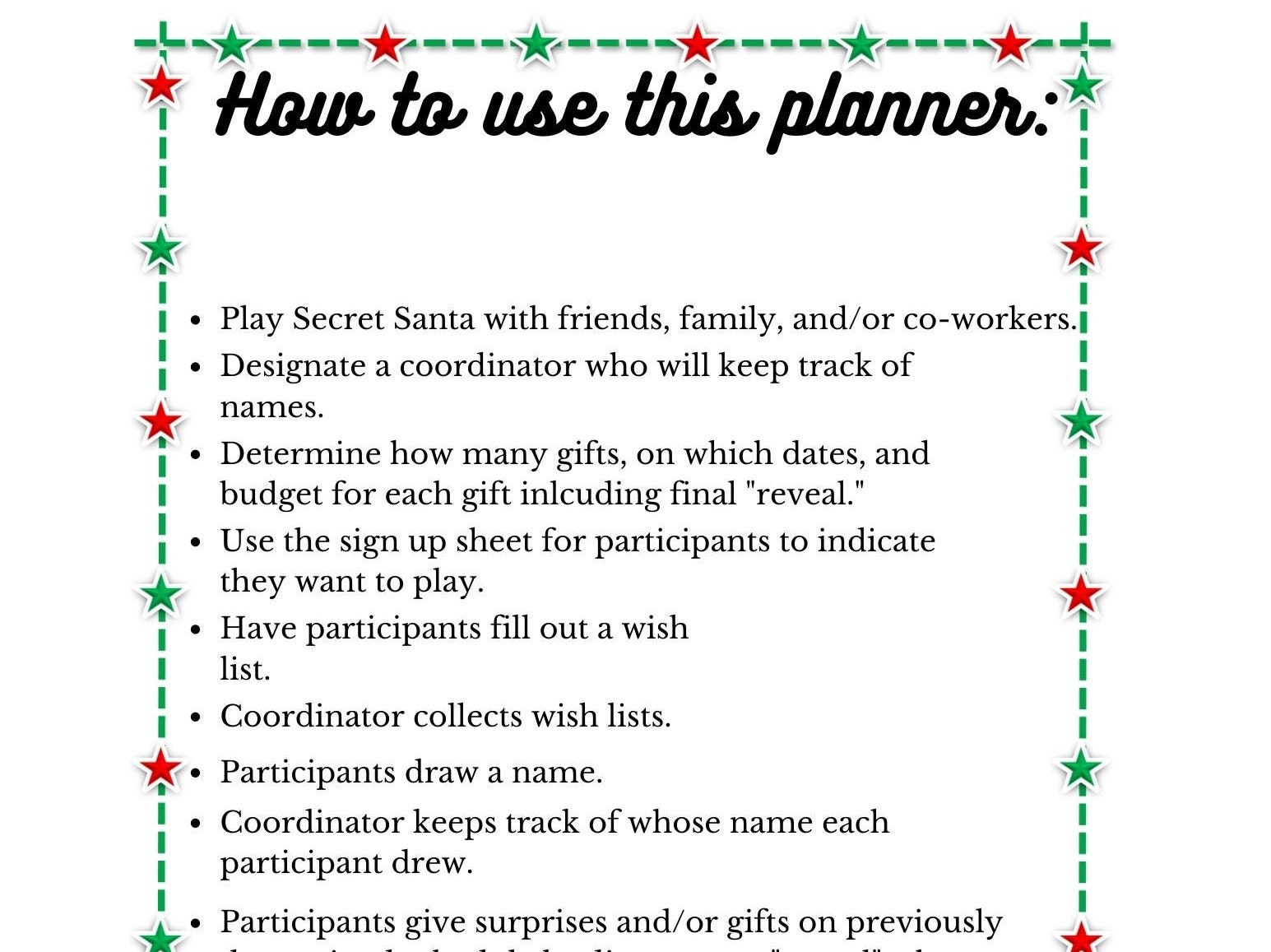 The Complete Secret Santa Organizer Printable Instant - Etsy