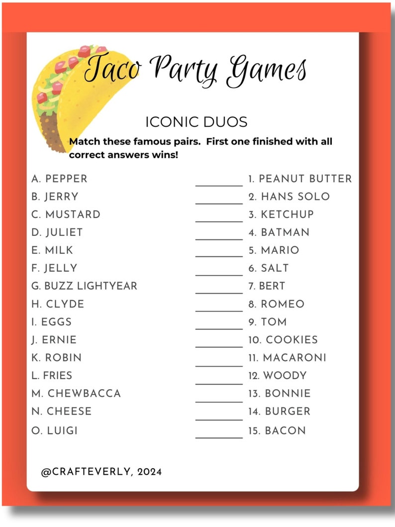 Taco Tuesday Party Games, Fiesta Games and Activities Bundle - Etsy