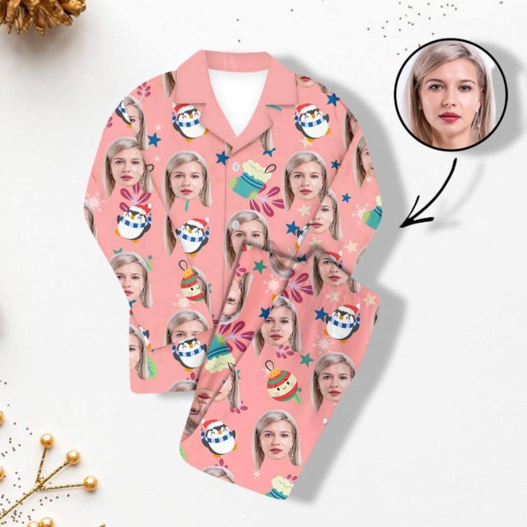 Custom Christmas Pajama Set, Custom Photo Pyjamas, Women Pajama Pants ...