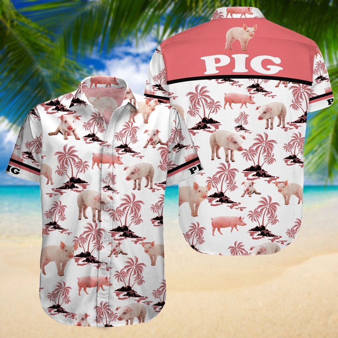 Pig Hawaiian Shirt, Pig Shirt Men, Funny Pig Shirt, Button up Shirt ...