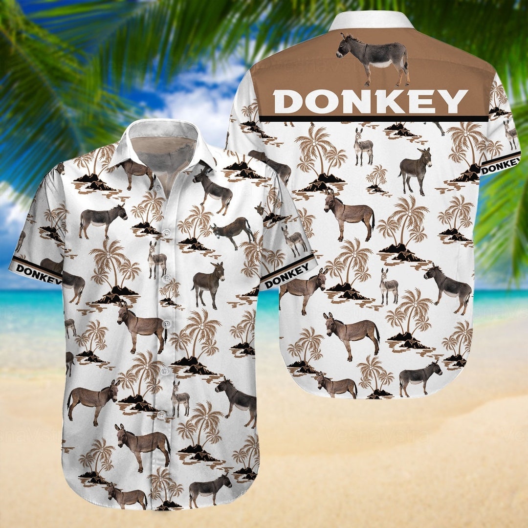 Camisa hawaiana de burro, camisa linda de burro, camisa abotonada ...