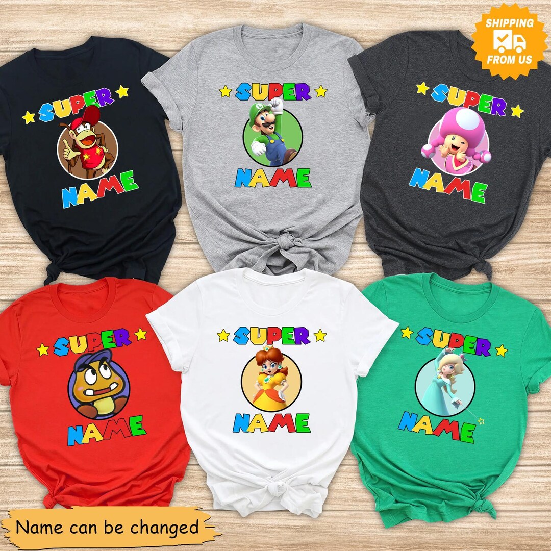 Super Mario Character Shirt, Personalized Mario and Friends Shirt ...