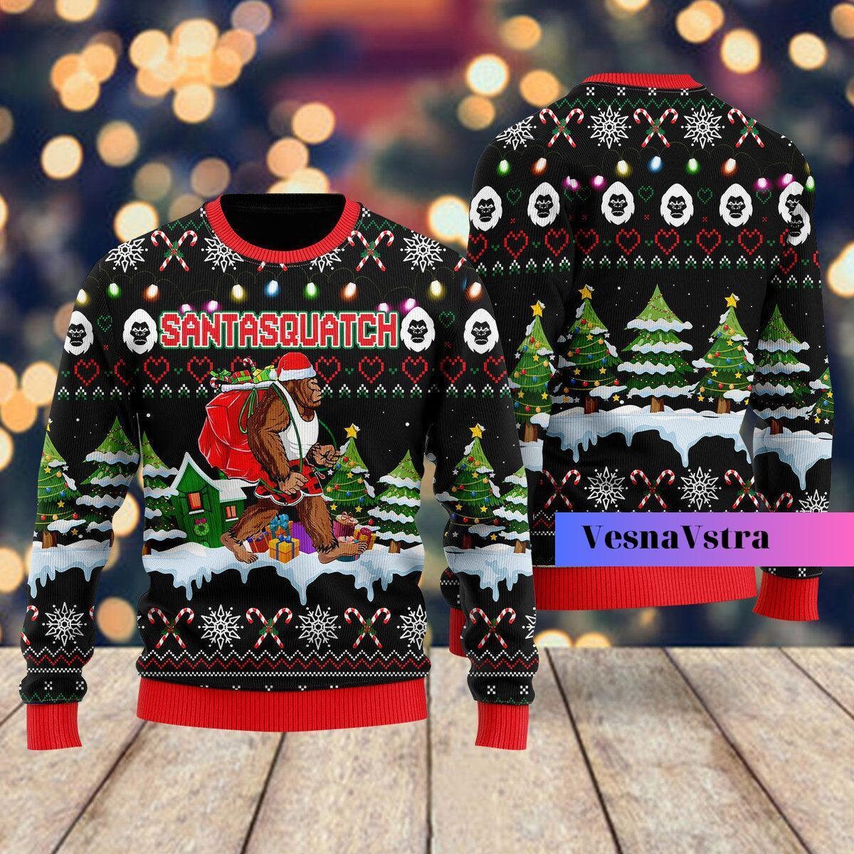 Christmas Bigfoot Santasquatch Sweater, Funny Sasquatch sold by Dick ...