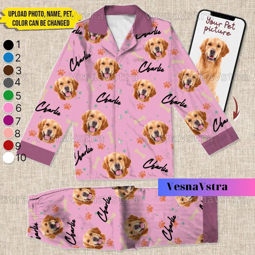 Custom Photo Dog Cat Pajamas Set, Custom Pajamas With Photo, Custom ...