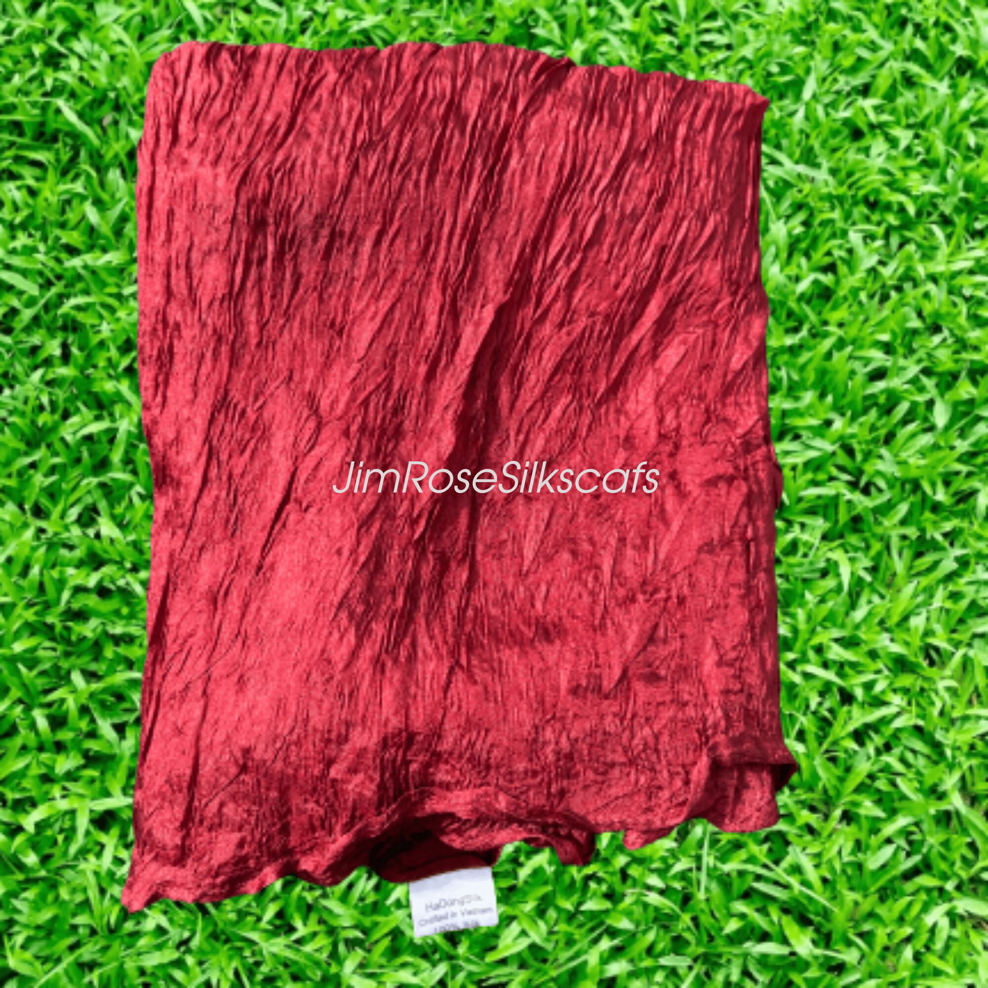 Red Crinkle Silk Scarf 100% Pure Silk Long Scarf Wine Plain Silk Scarf ...