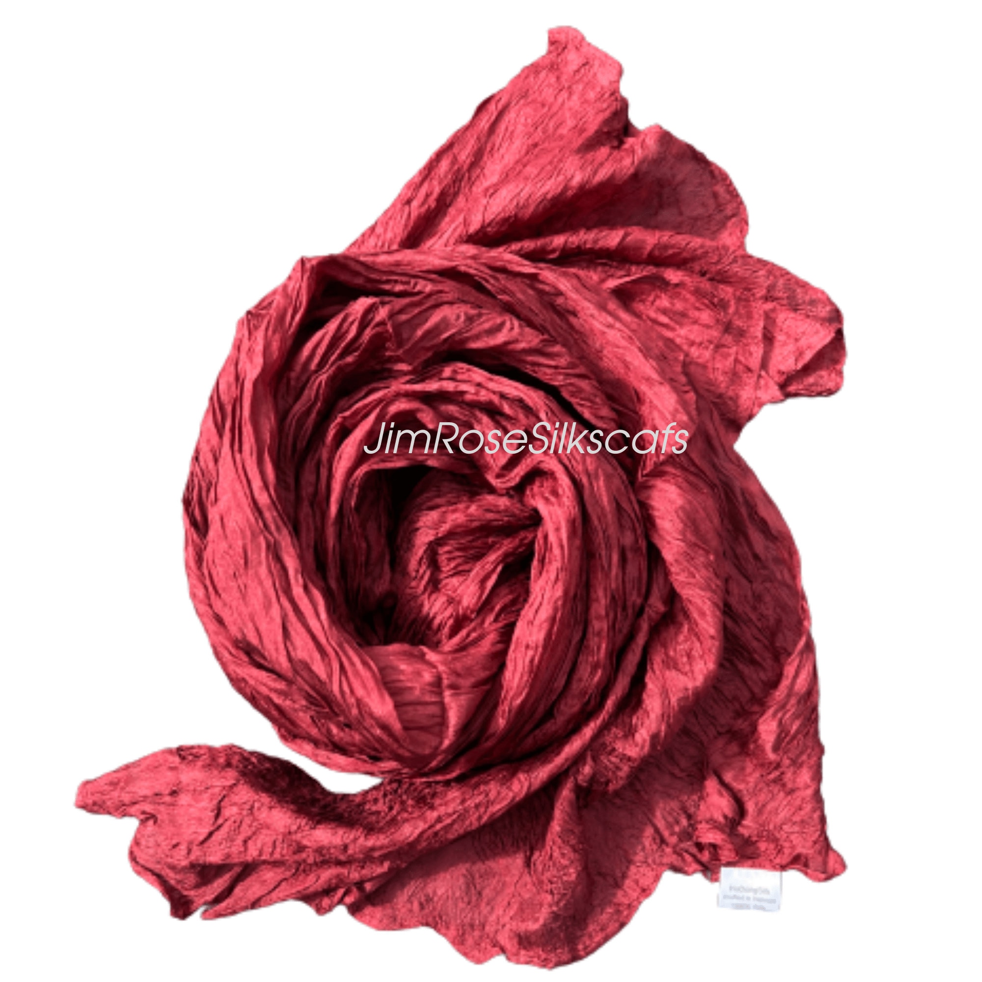 Red Crinkle Silk Scarf 100% Pure Silk Long Scarf Wine Plain Silk Scarf ...