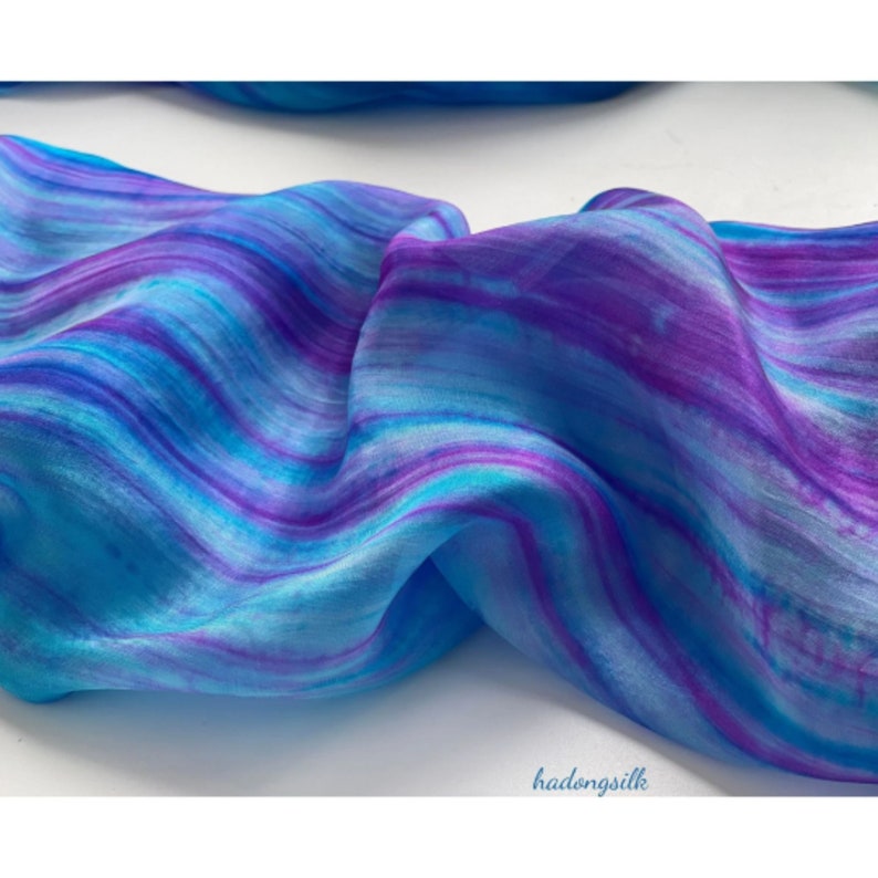 Handmade Ombre Mulberry Silk Scarf - Blue & Purple - Etsy