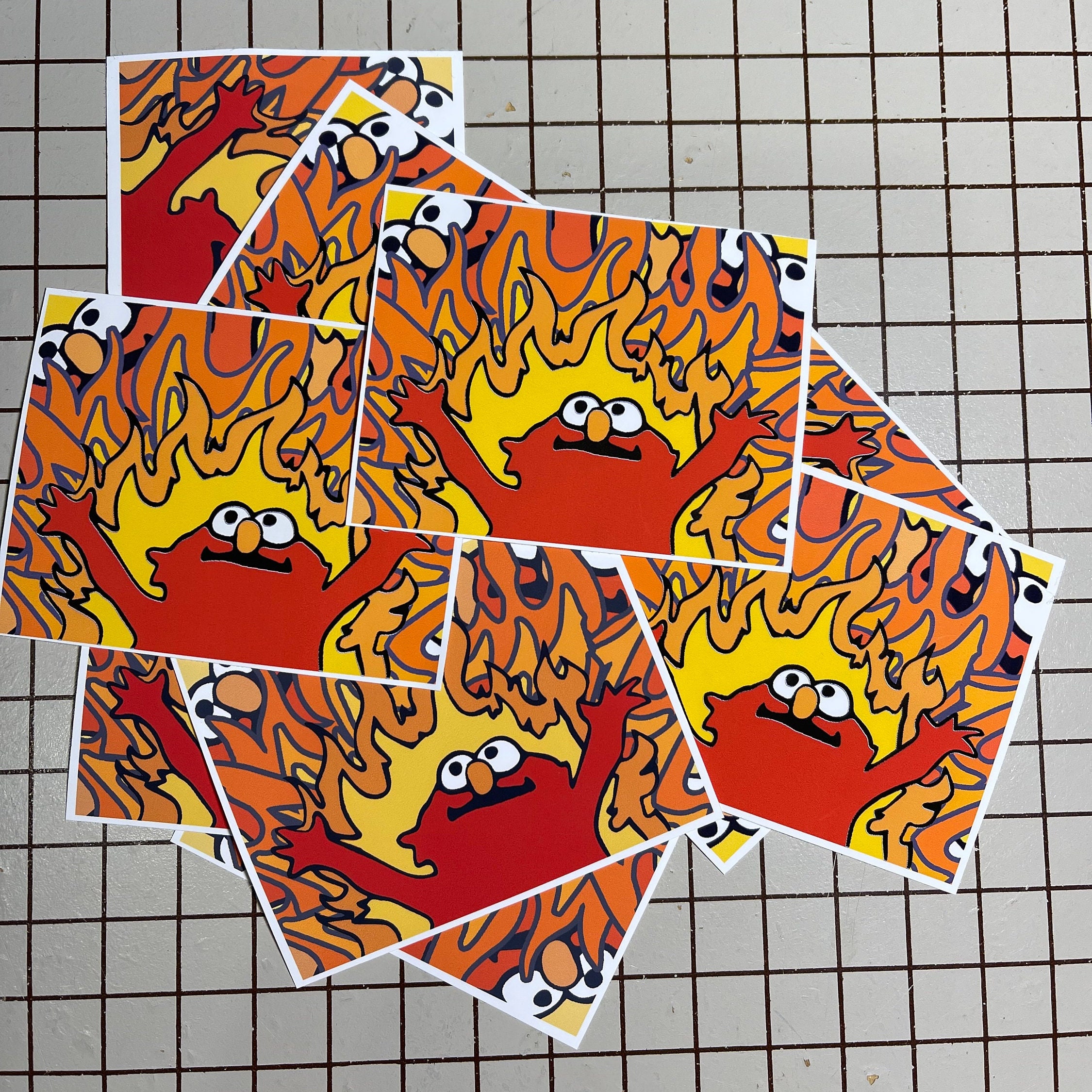 Hellmo Extreme Evil Elmo Fire | Meme Sticker | Cup Sticker | Laptop ...