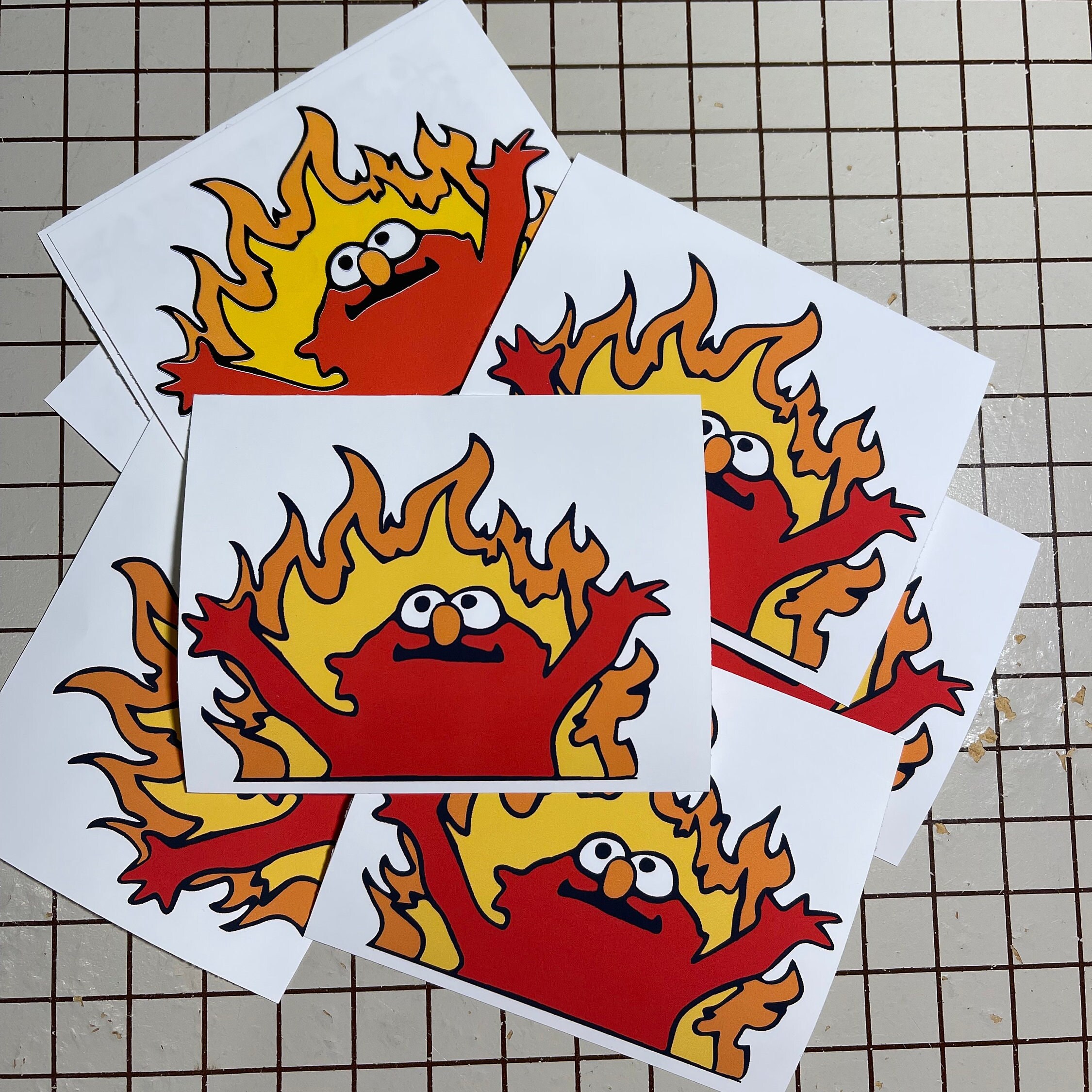 Hellmo Evil Elmo Fire Meme Sticker Cup Sticker Laptop - Etsy