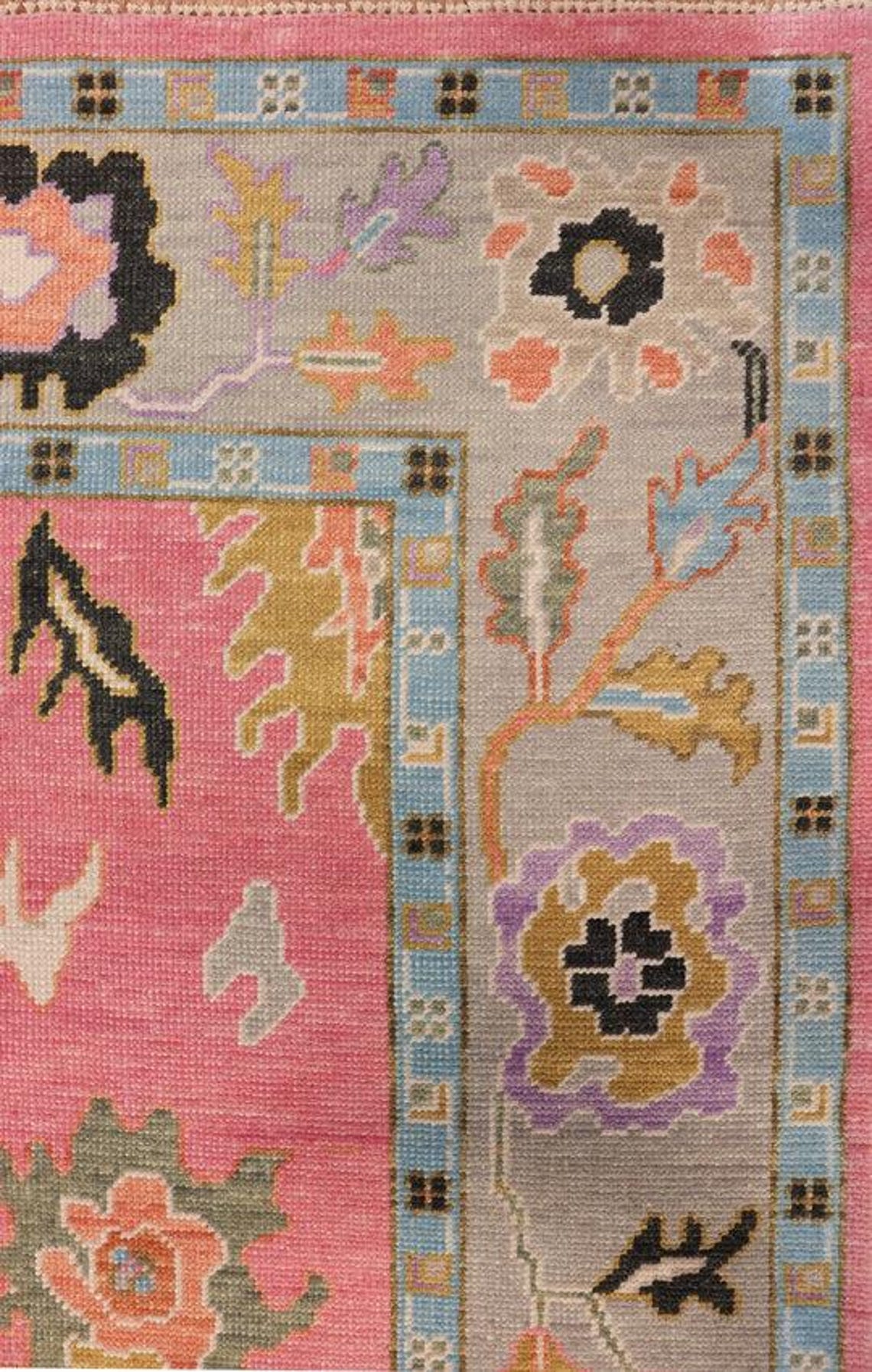Coral/pink Vegetable Dye Oushak Rug Hand Knotted Wool Rug 8x10 Hallway ...