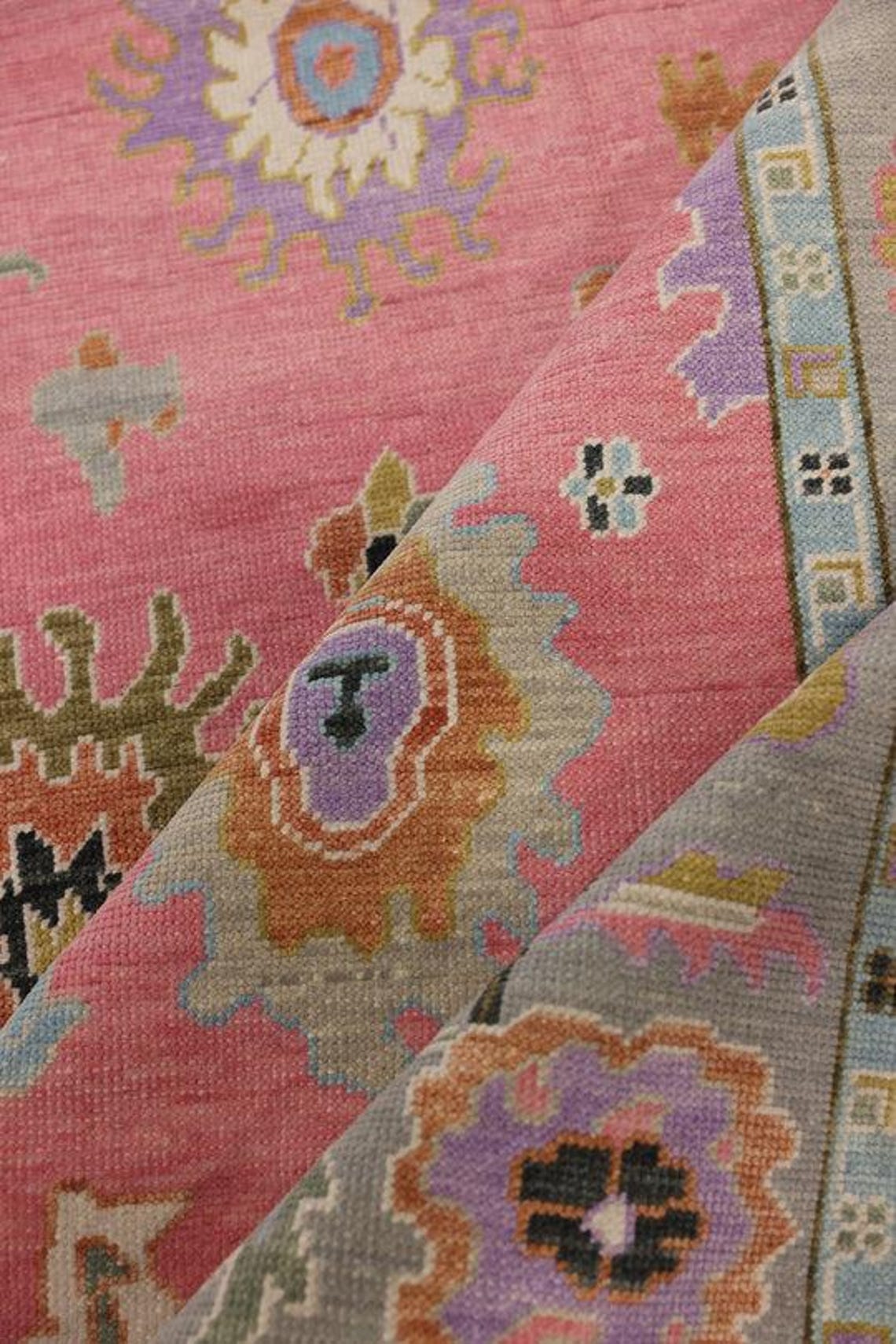 Coral/pink Vegetable Dye Oushak Rug Hand Knotted Wool Rug 8x10 Hallway ...
