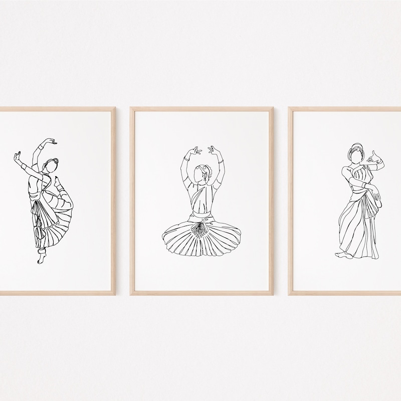 Bharatanatyam Girl Drawing - Etsy