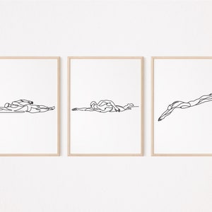 3 Swimming Posters/swimmer Wall Art/water Sports Print/printable/gift ...