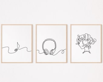 Headphones Wall Art Digital Download Minimalist Poster Head - Etsy