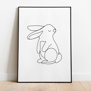 Rabbit Wall Art Printable/bunny Print/poster/nursery Wall Decor/line ...