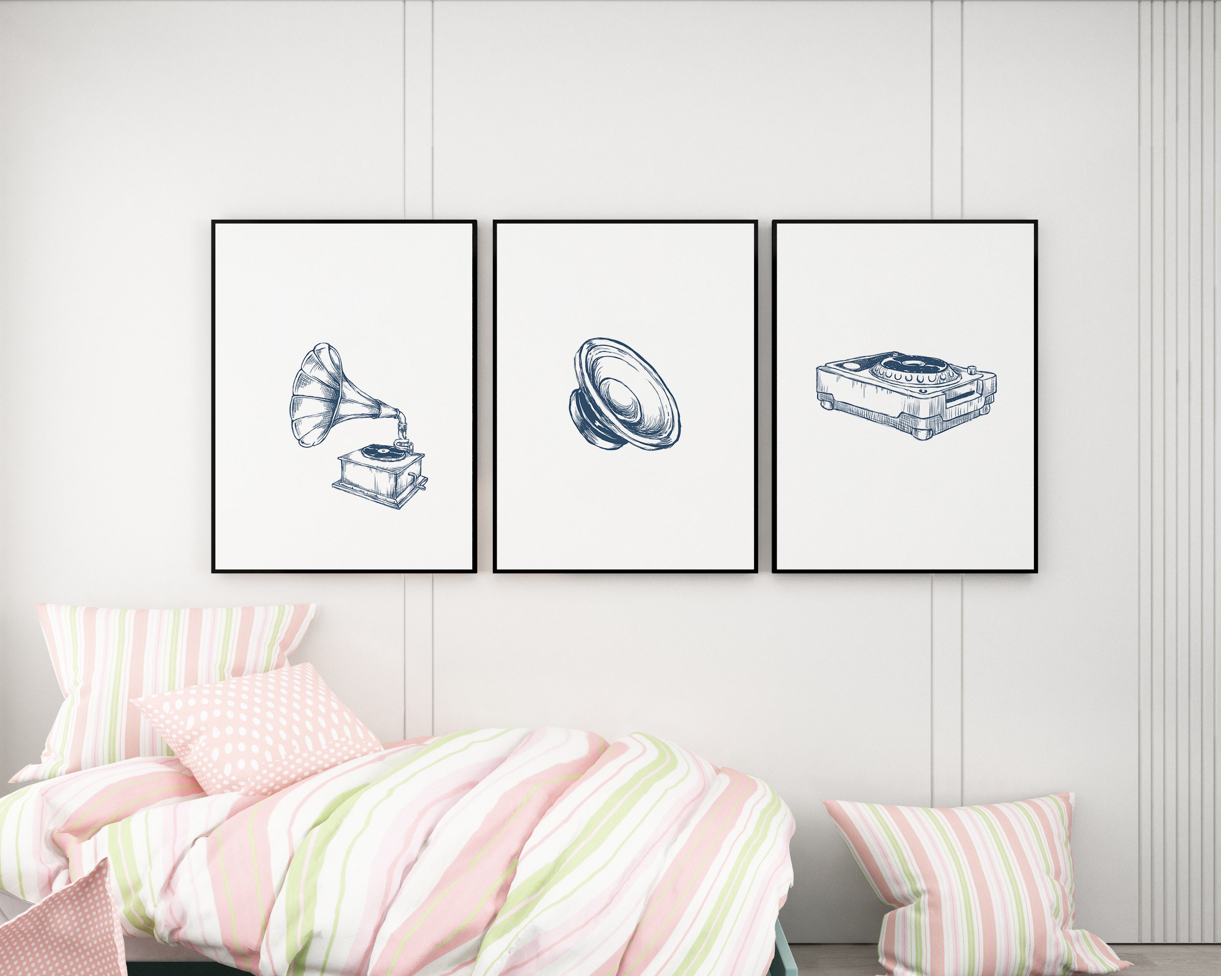 6 Retro Music Posters/music Room Wall Art/musician Line Art Drawing ...