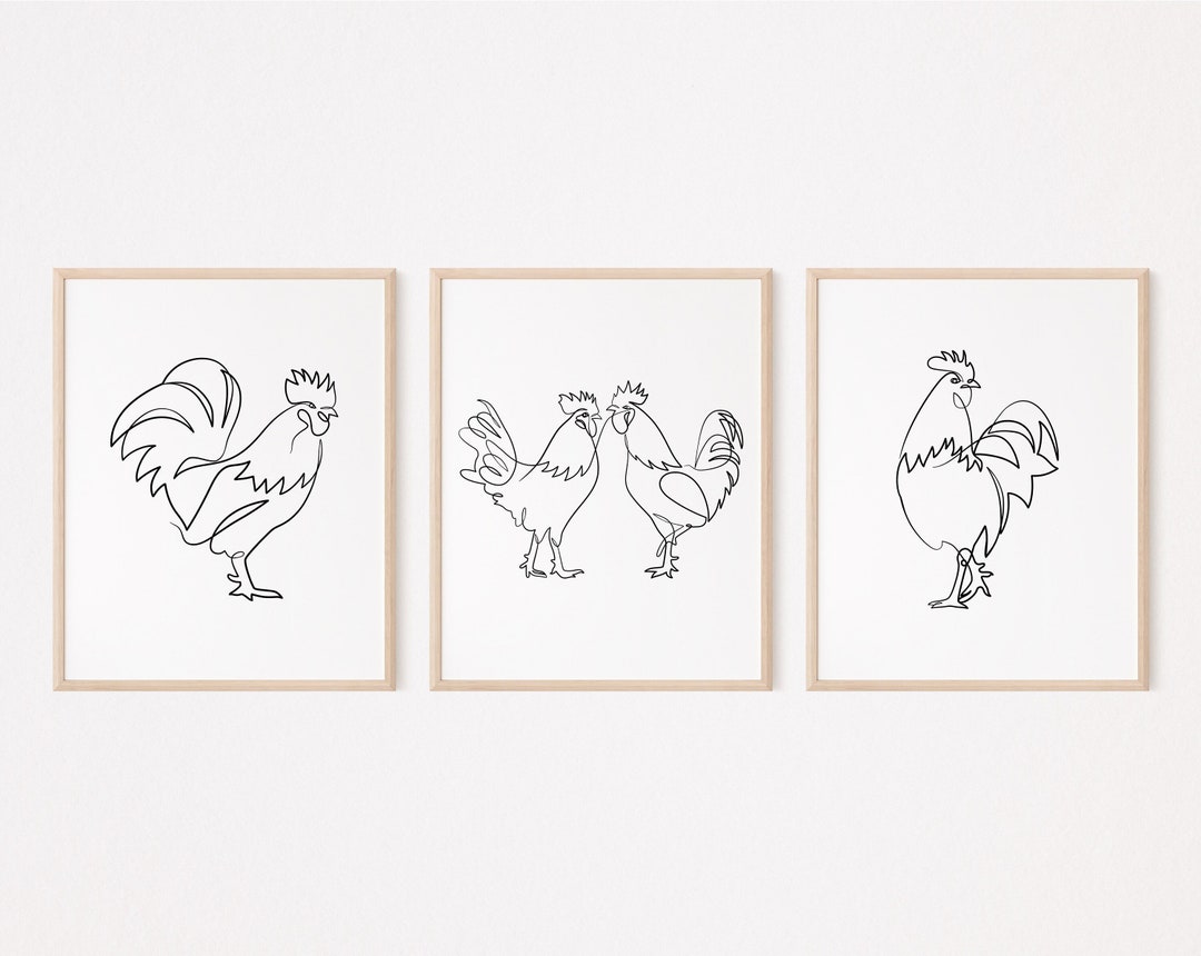 3 Rooster Hen Wall Art Print/chicken Printable/farm Animal Poster/farm ...