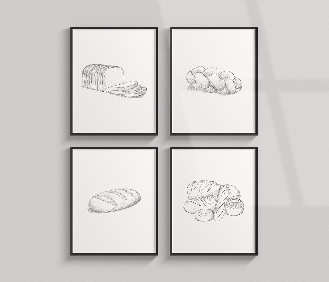 4 Bakery Wall Art/bread Printable Poster/baking Print/kitchen Wall ...