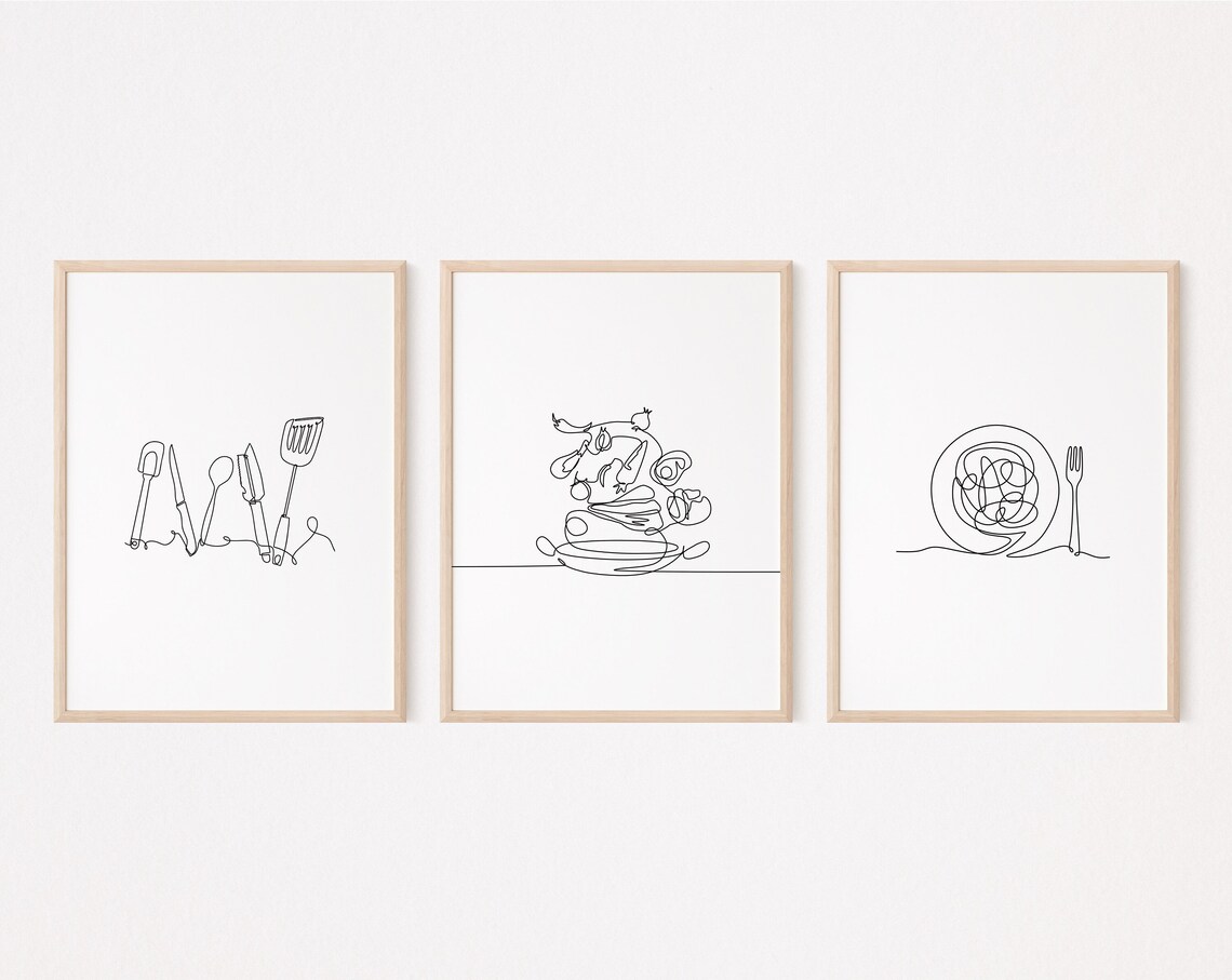 3 Kitchen Printable Wall Art/dining Room Decor/cooking Poster Print Set ...