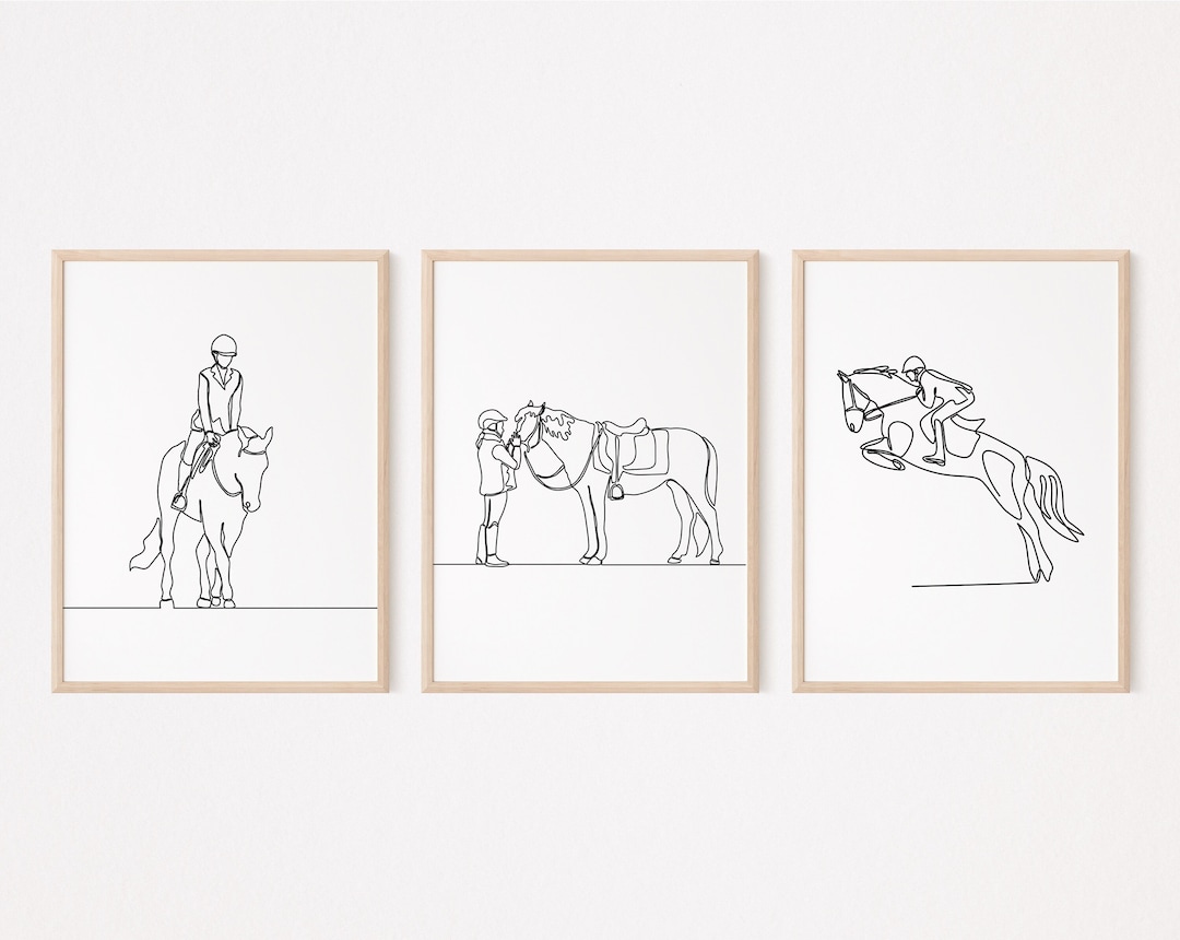 3 Horse Riding Poster/horse Rider Wall Art/equestrian Print/horseback ...