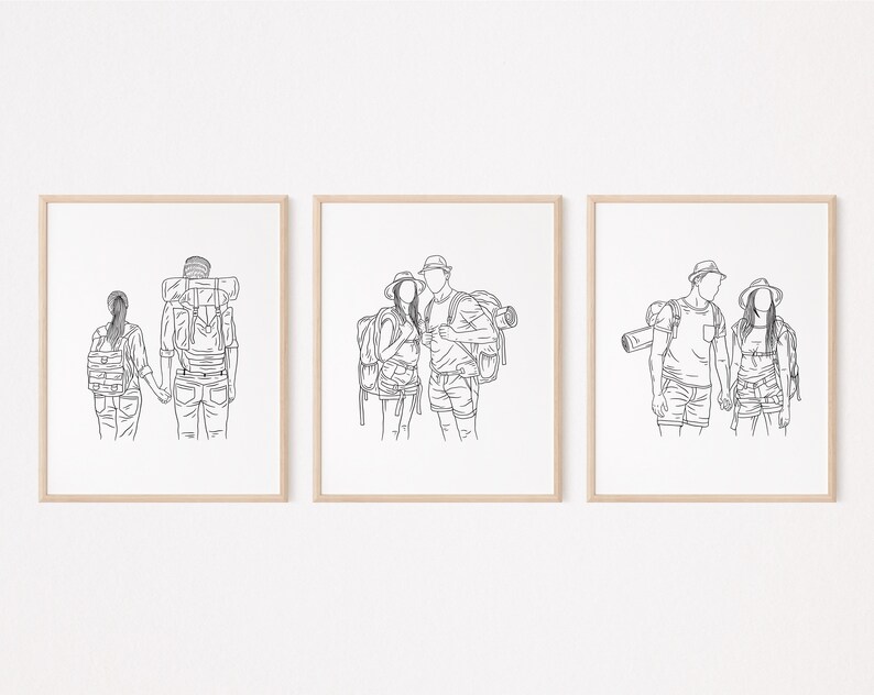 Hiking Couple Wall Art Printable/camping Wall Decor Print/trekking ...