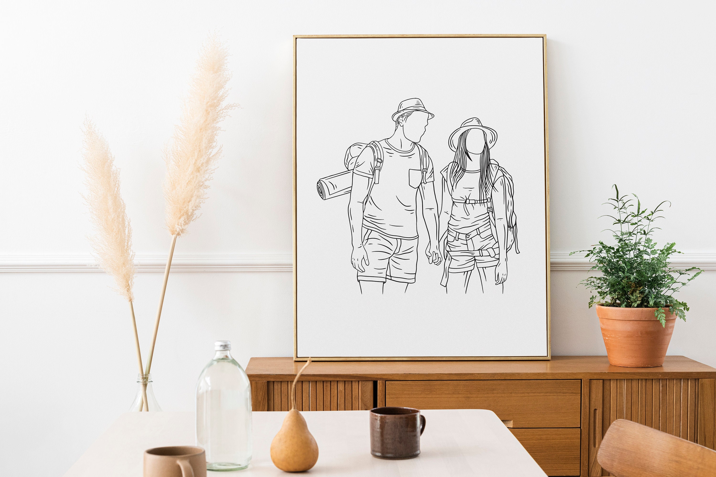 Hiking Couple Wall Art Printable/camping Wall Decor Print/trekking ...