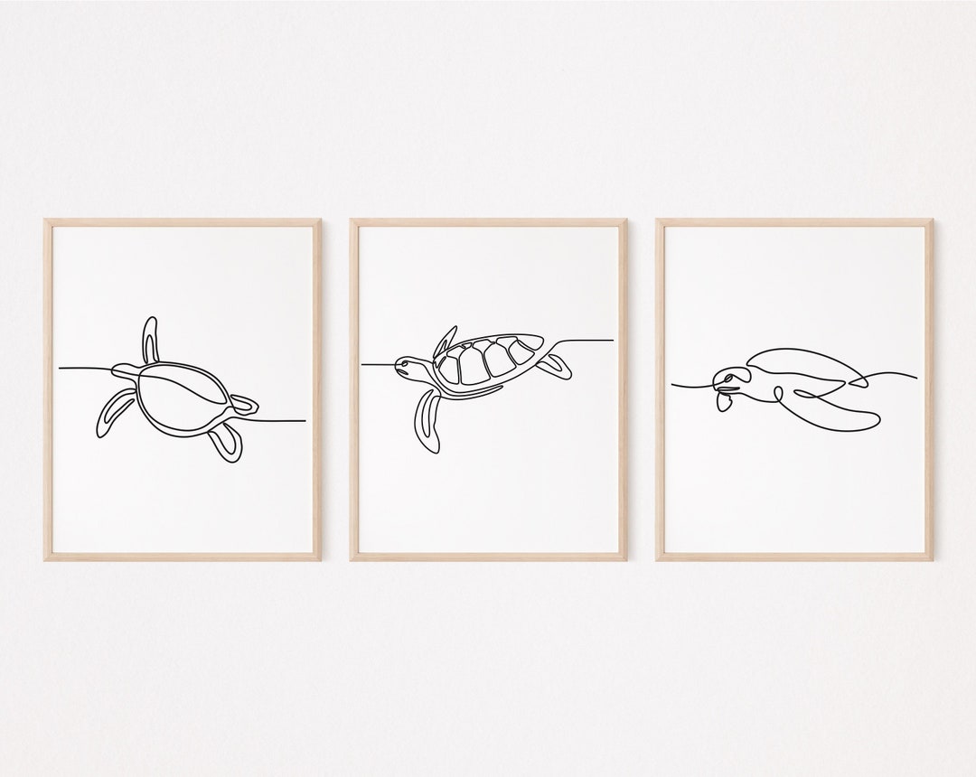 3 Sea Turtle Wall Art/water Animal Poster/print/tortoise Printable/wall ...