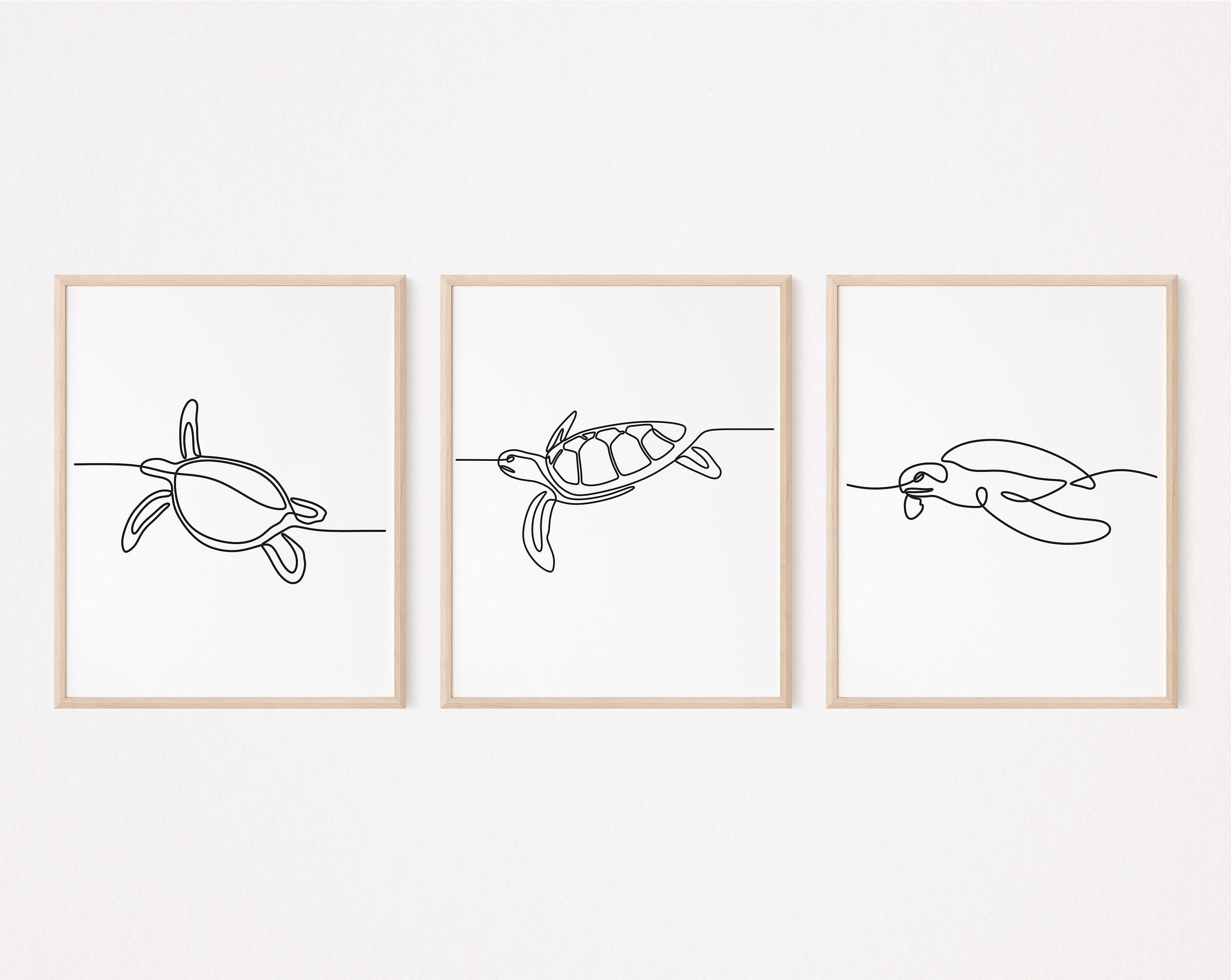 3 Sea Turtle Wall Art/water Animal Poster/print/tortoise Printable/wall ...