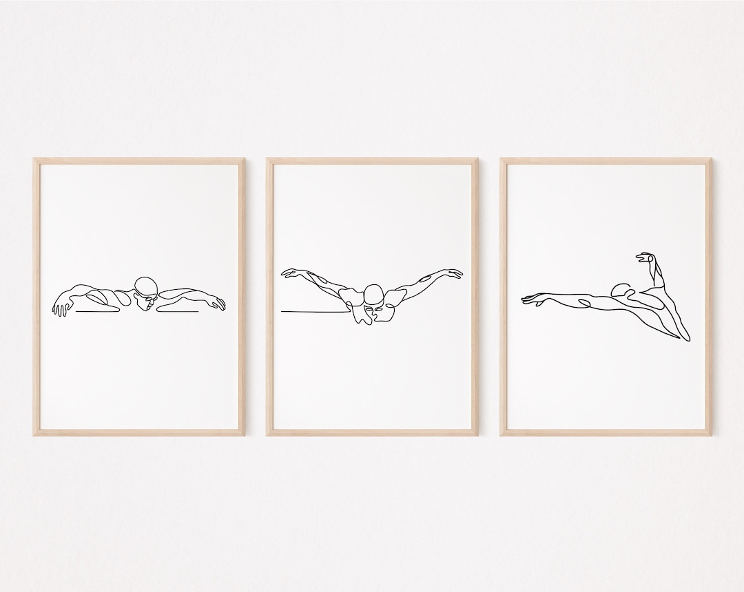 3 Swimming Posters/swimmer Wall Art/water Sports Print/printable/gift ...