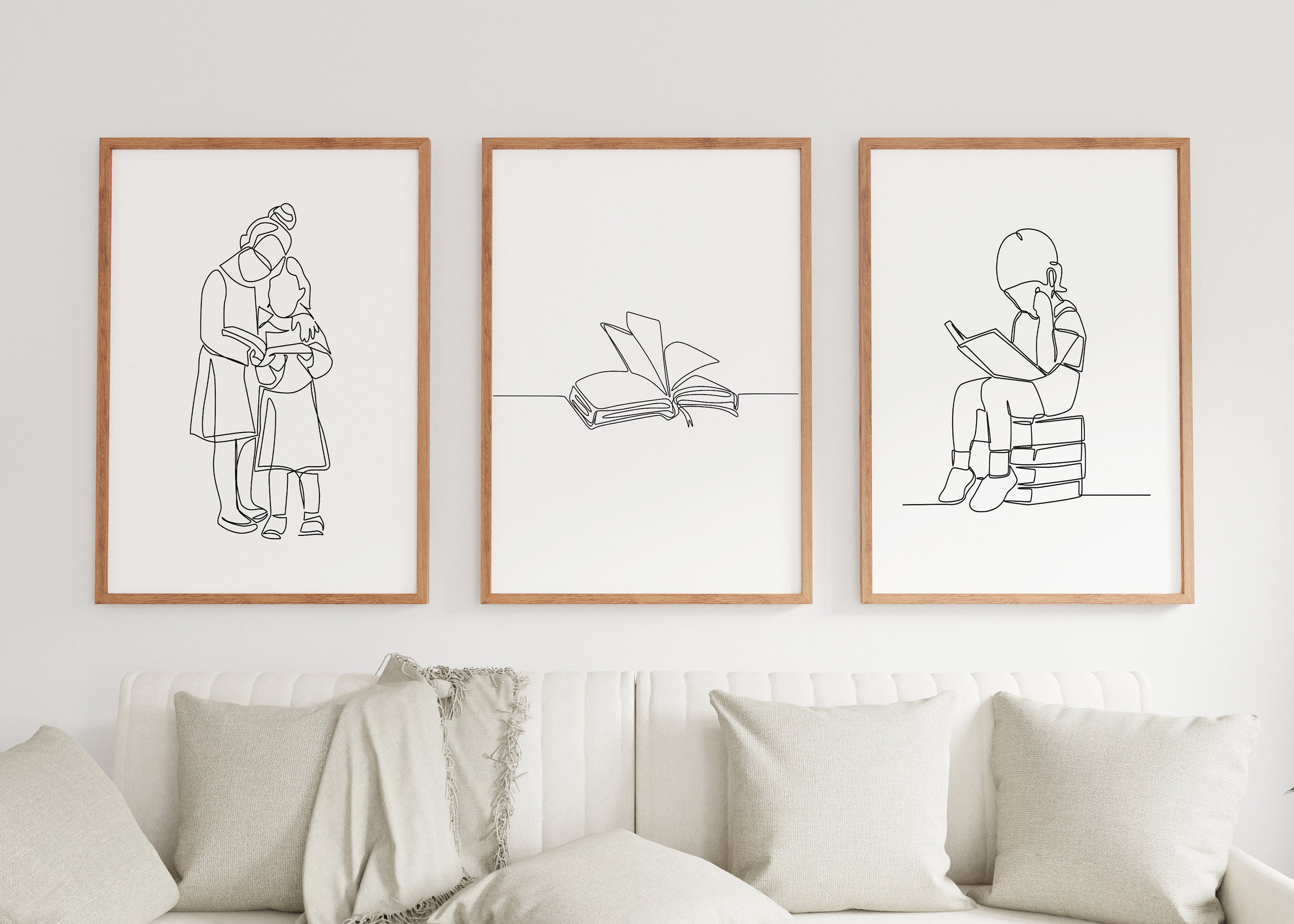 3 Reading Posters/library Wall Art/children Wall Decor/kids Reading ...