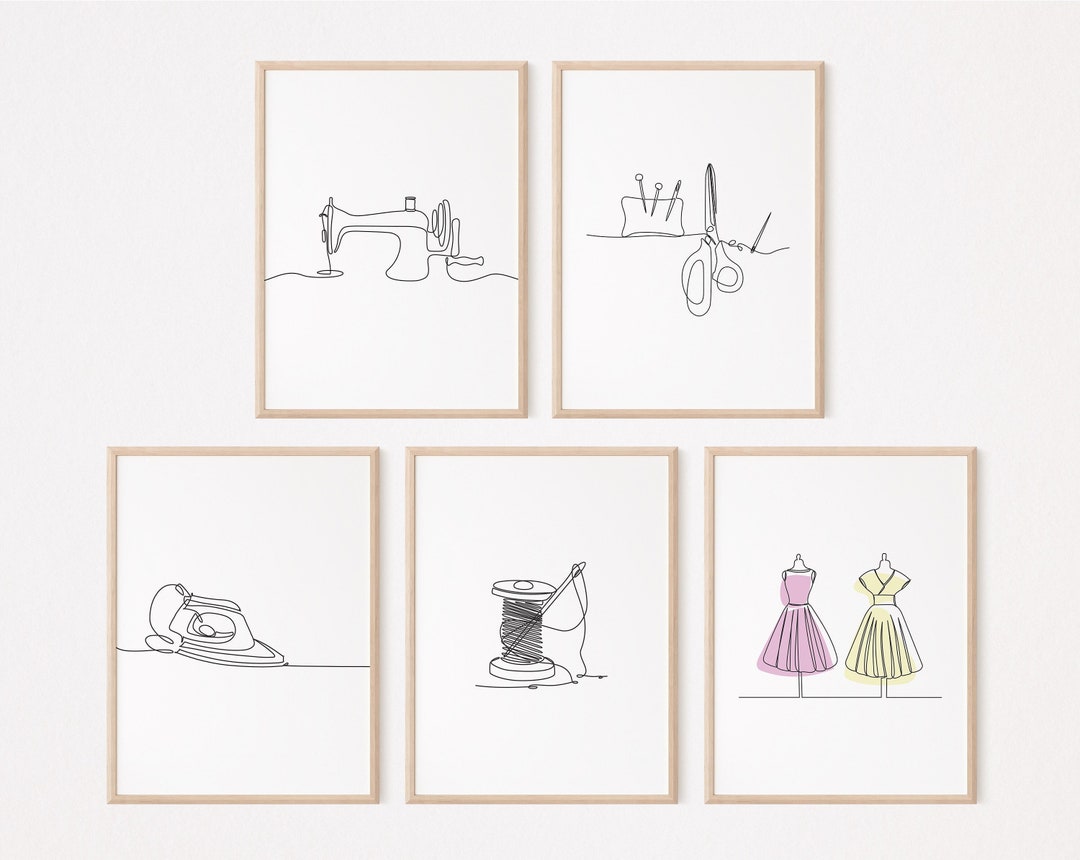 5 Sewing Posters/seamstress Wall Art/wall Decor/craft Room Gallery Set ...
