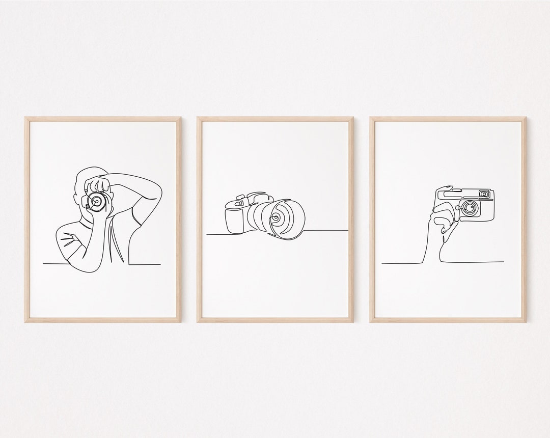 3 Photographer Wall Art/camera Poster/photography Room Wall Decor/gift for Him/line Art Drawing ...