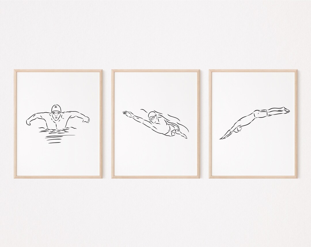 3 Swimming Posters/swimmer Wall Art/water Sports Print/printable/gift ...