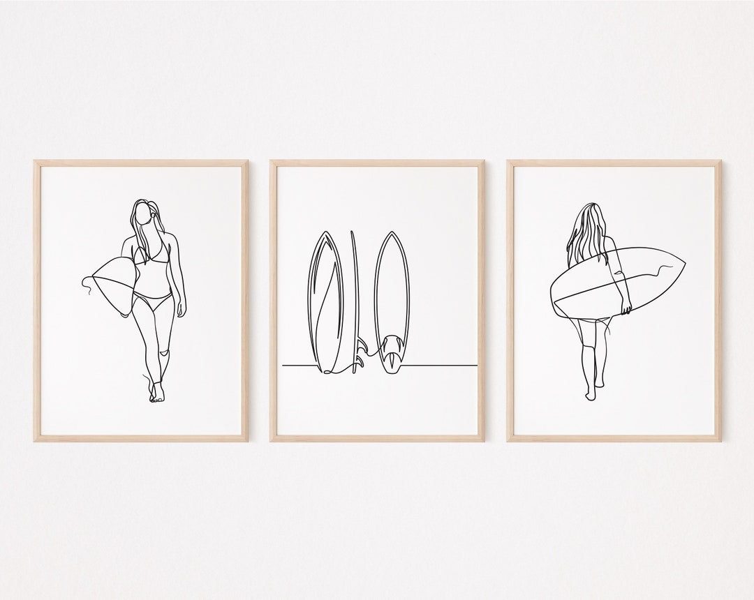 3 Surfer Posters/surfing Wall Art/surf Printable/print/wall Decor/gift ...