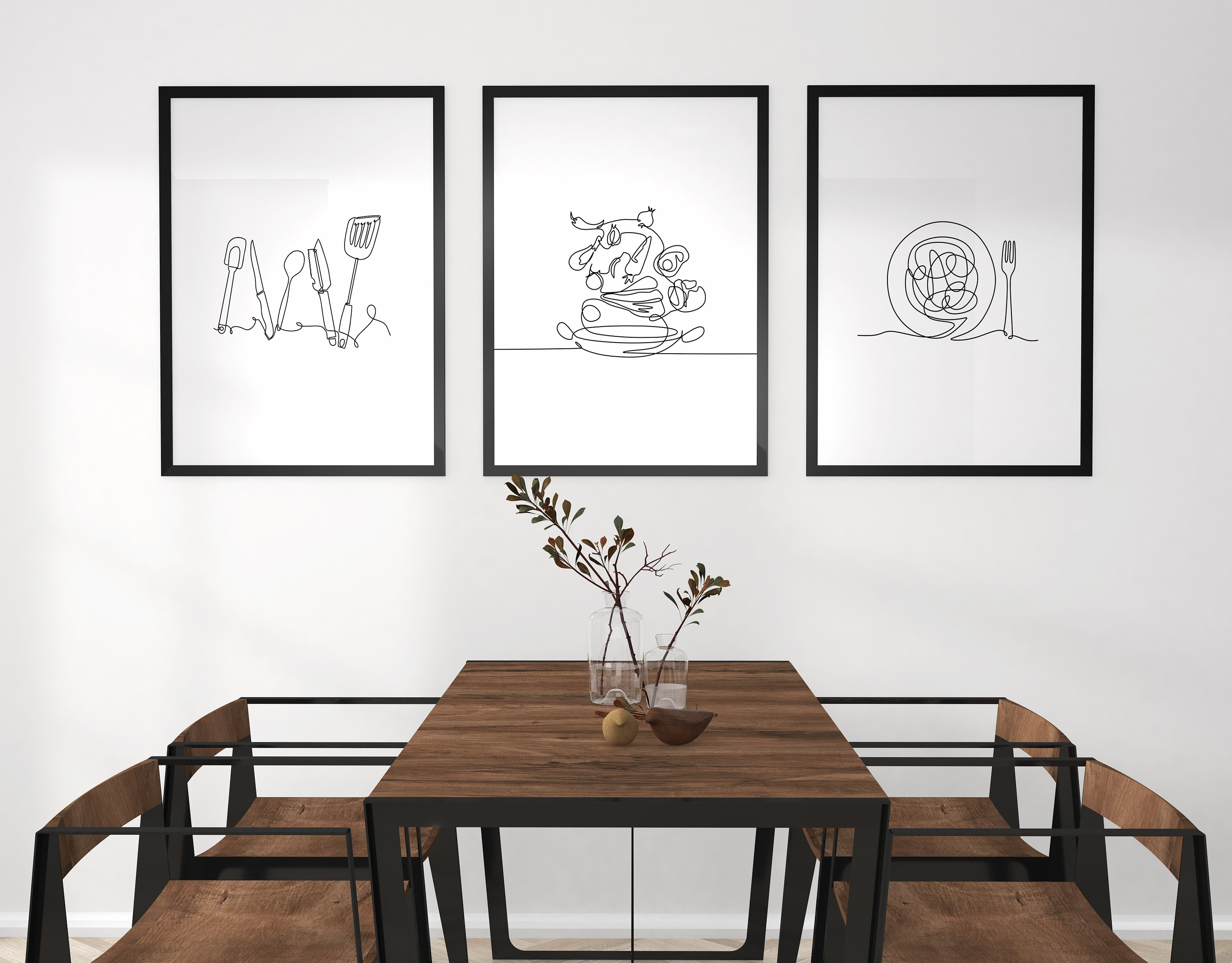 3 Kitchen Printable Wall Art/dining Room Decor/cooking Poster Print Set ...