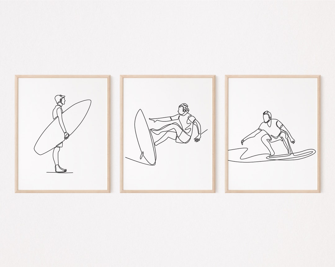 3 Surfer Posters/surfing Wall Art/surf Printable/print/wall Decor/gift ...