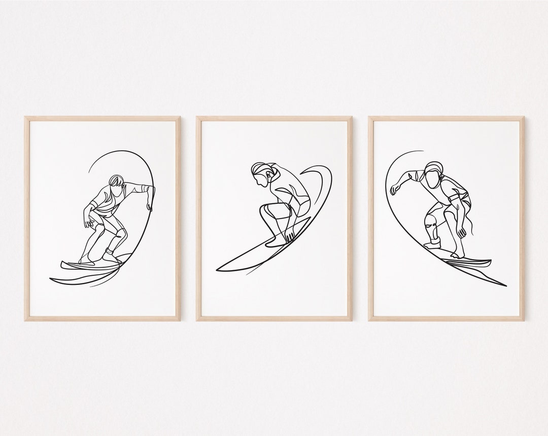 3 Surfer Posters/surfing Wall Art/surf Printable/print/wall Decor/gift ...