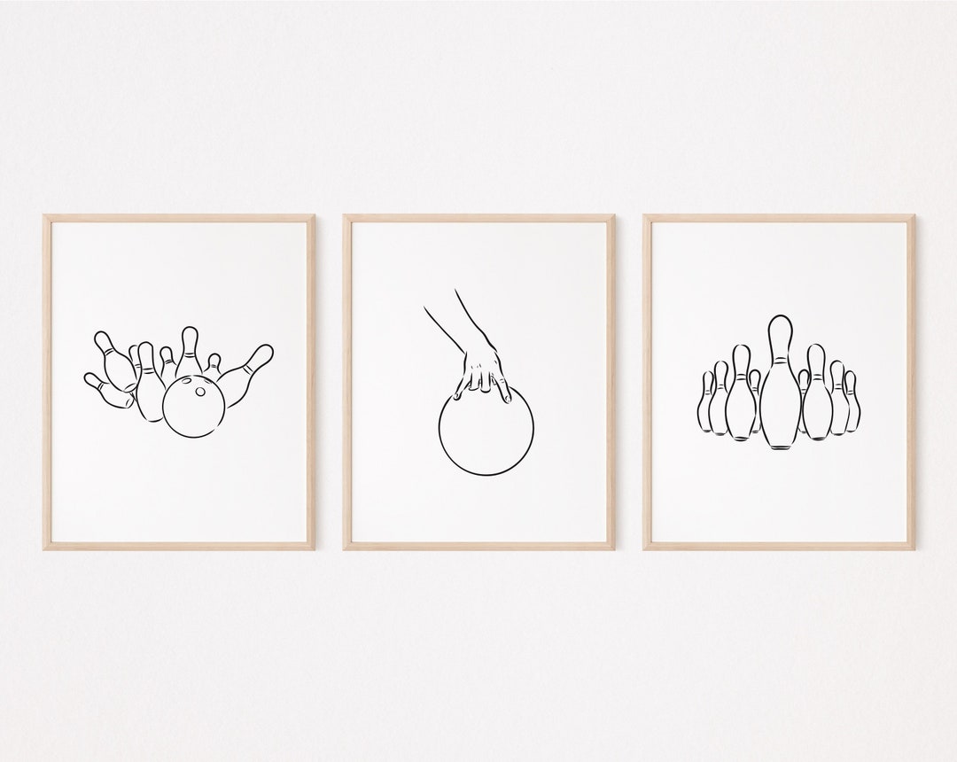 3 Bowling Wall Art Printable/ball and Pin Poster Print/games Player ...