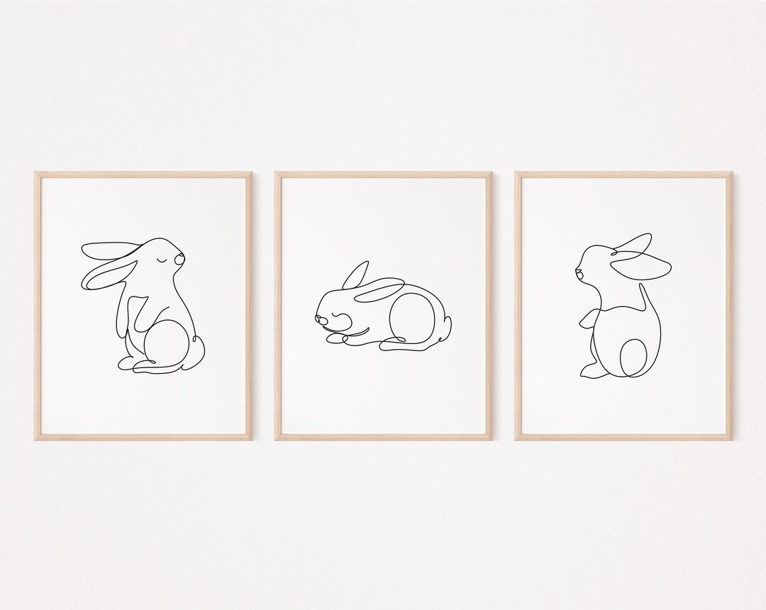 Rabbit Wall Art Printable/bunny Print/poster/nursery Wall Decor/line ...
