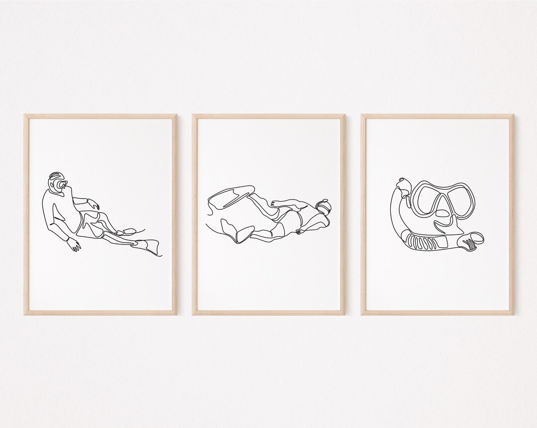 3 Scuba Diving Wall Art/diver Poster/snorkeling Print/snorkeler Gift ...