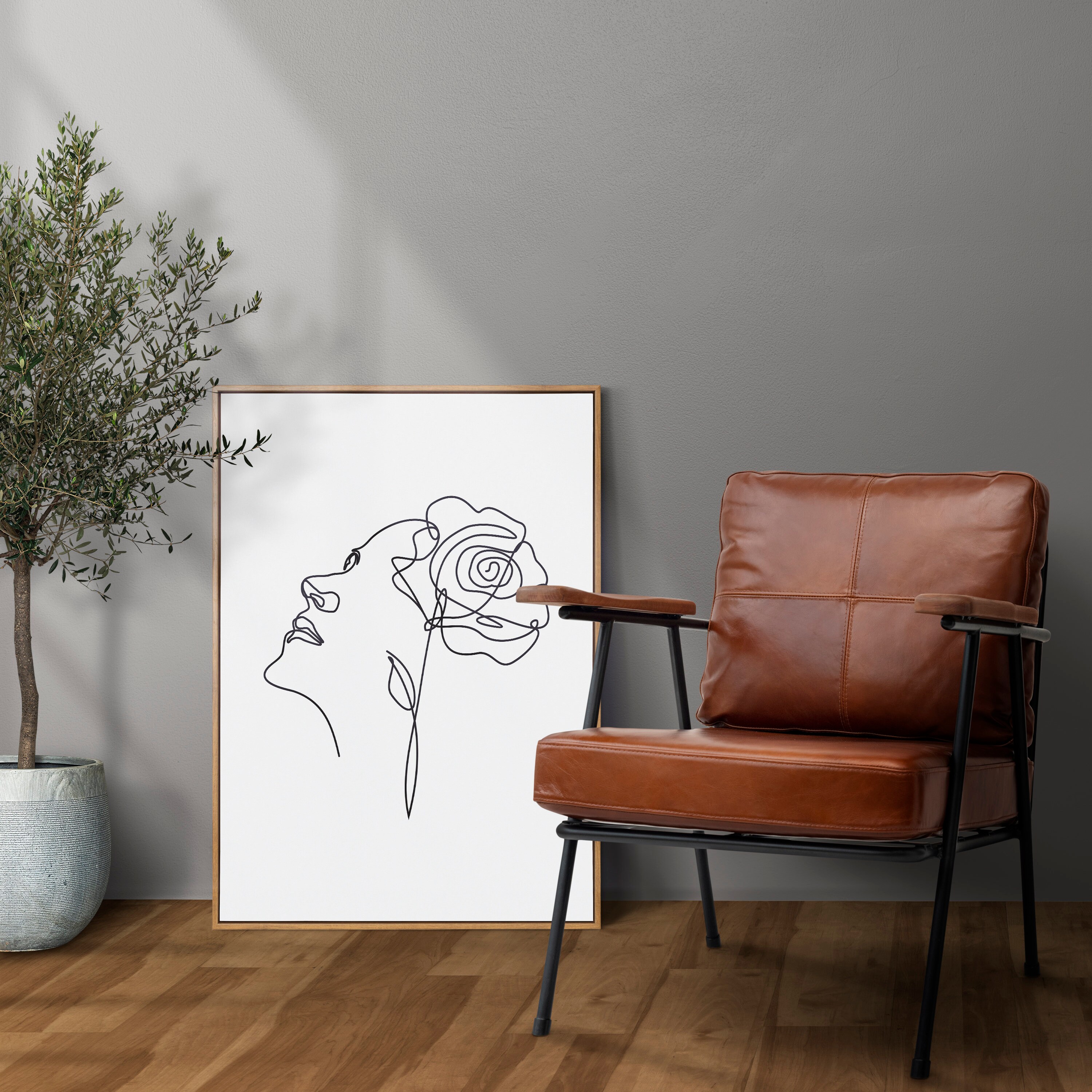 3 Rose Line Art Print/poster/flower Wall Art - Etsy